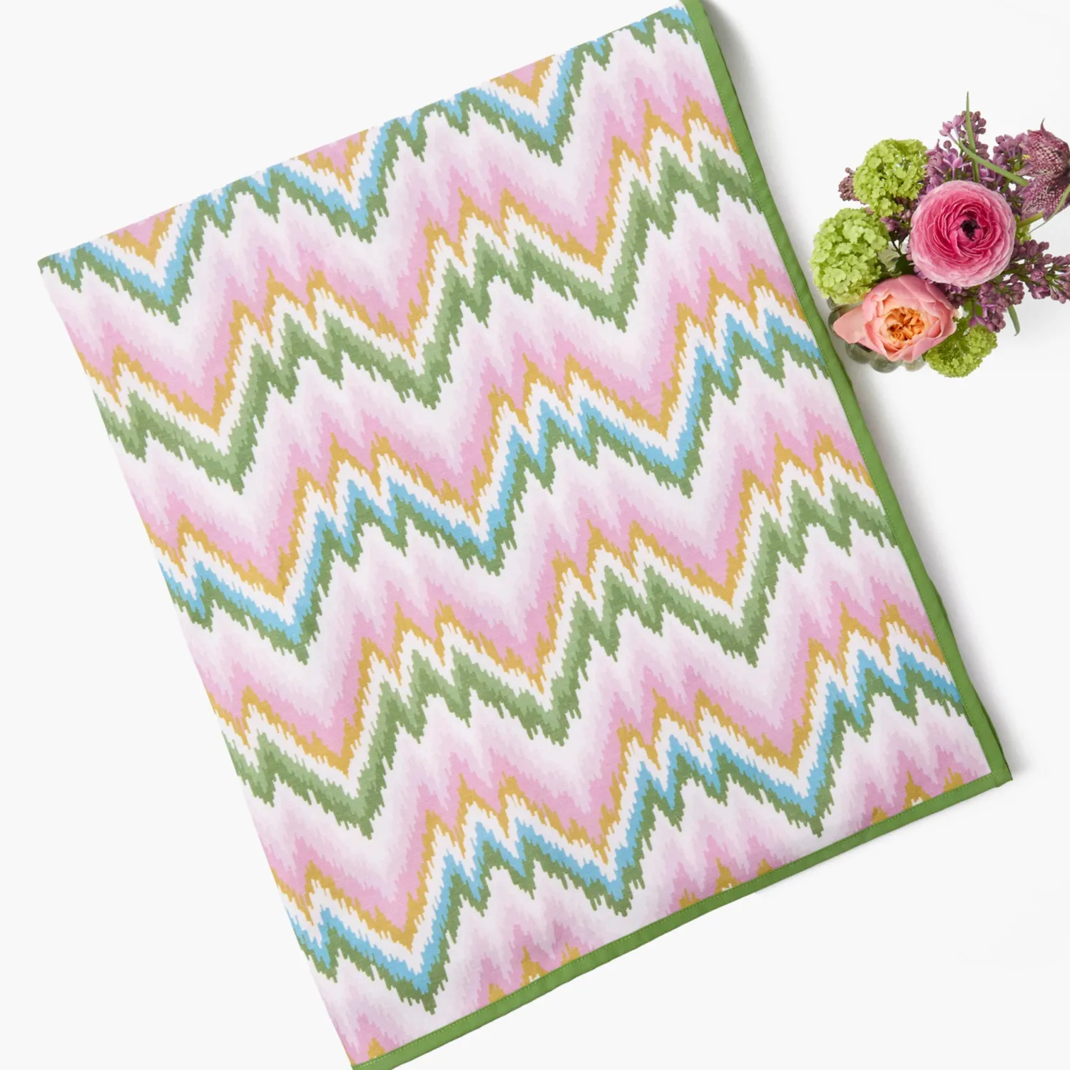 Mrs. Alice Magdalena Green & Pink Tablecloth