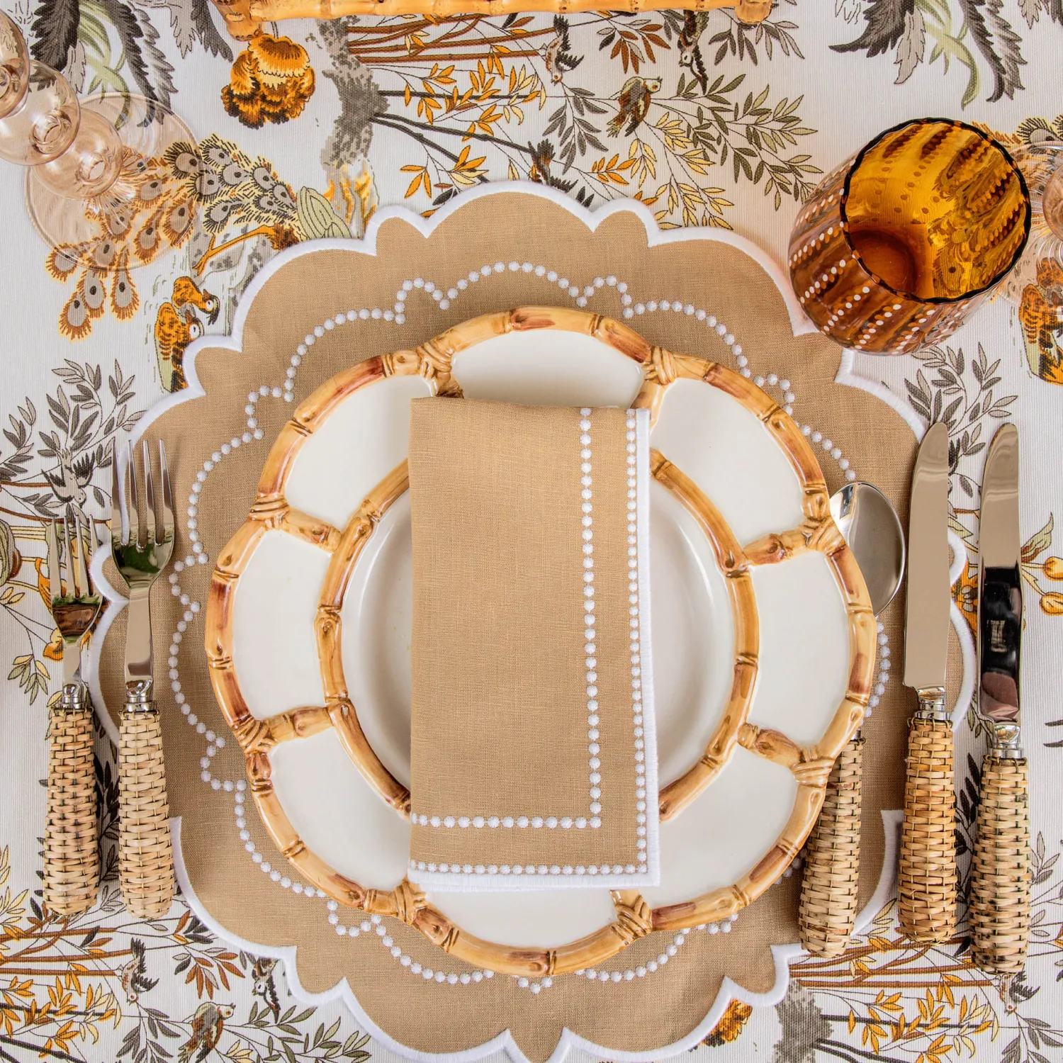 Mrs. Alice Mariana Sand Placemats & Napkins (Set of 4)