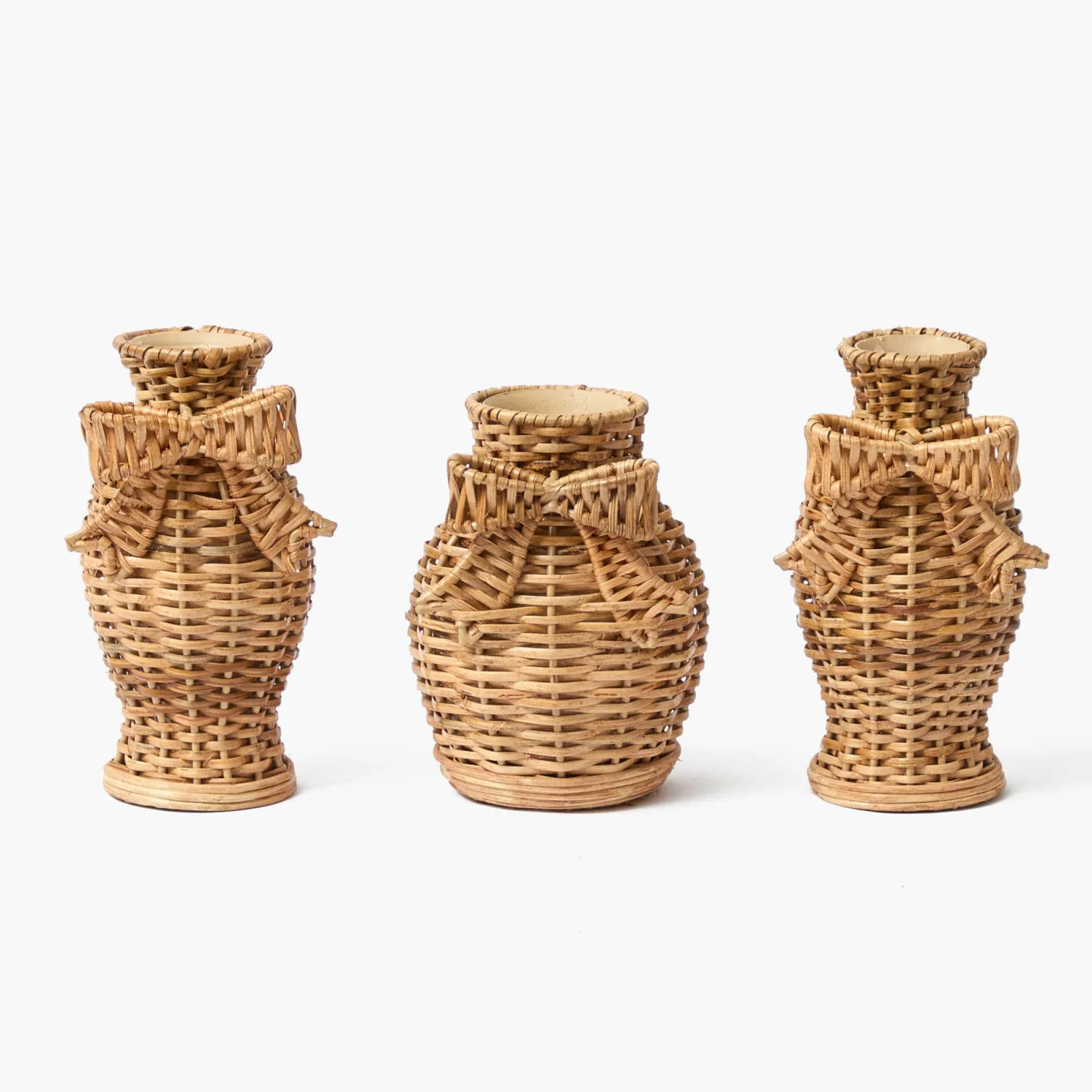 Mrs. Alice Rattan Bow Vases (Set of 3)
