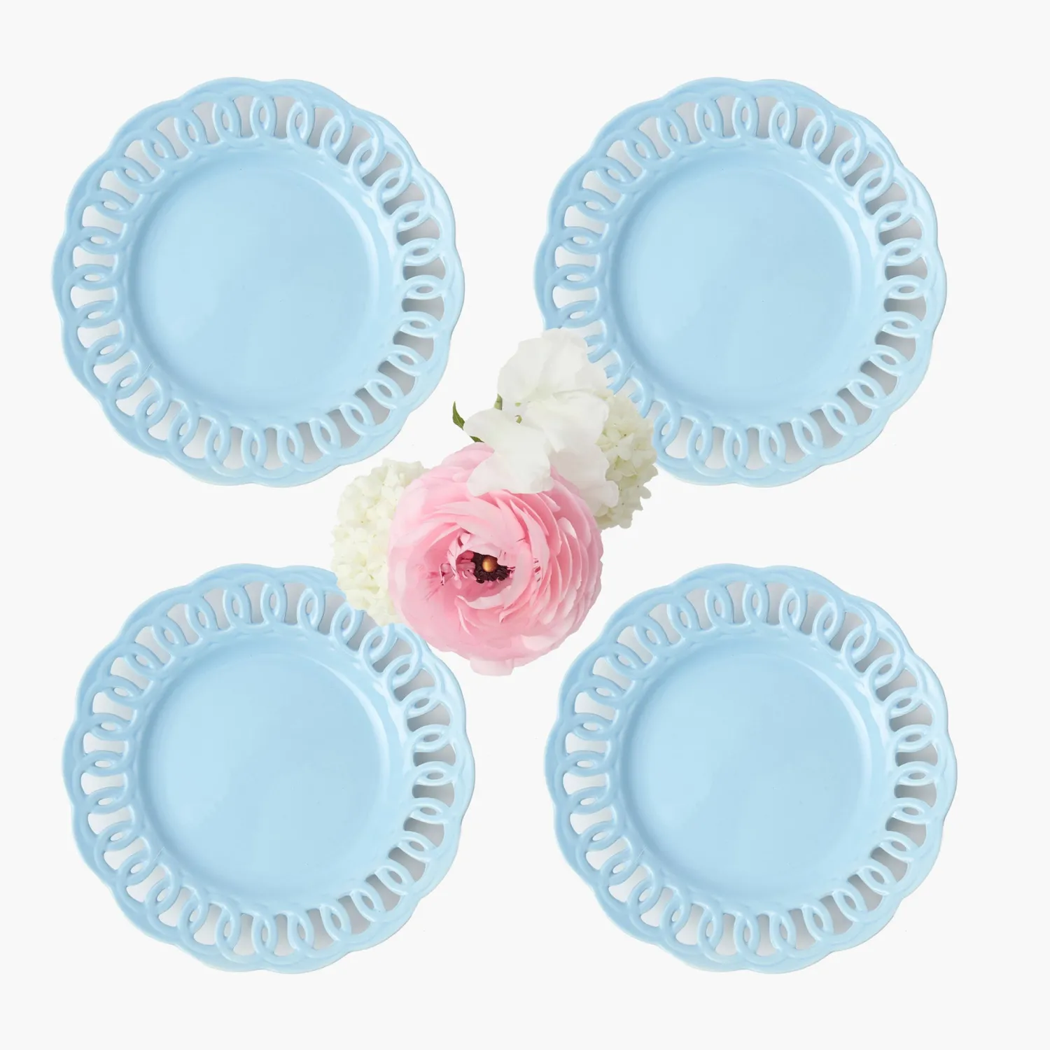 Mrs. Alice Soft Blue Lace Starter Plates (Set of 4)